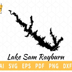 Sam Rayburn Reservoir Map SVG, Texas Map Vector File - Instant Download ...