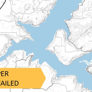 Printable Map of Lake Coeur D'alene Idaho, US - Instant Download \ Lake ...