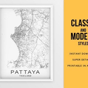 Printable Map of Pattaya Thailand Instant Download City - Etsy