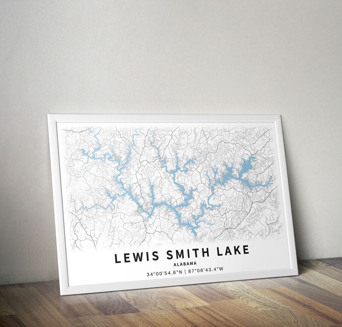 Printable Map of Lewis Smith Lake Alabama United States - Etsy