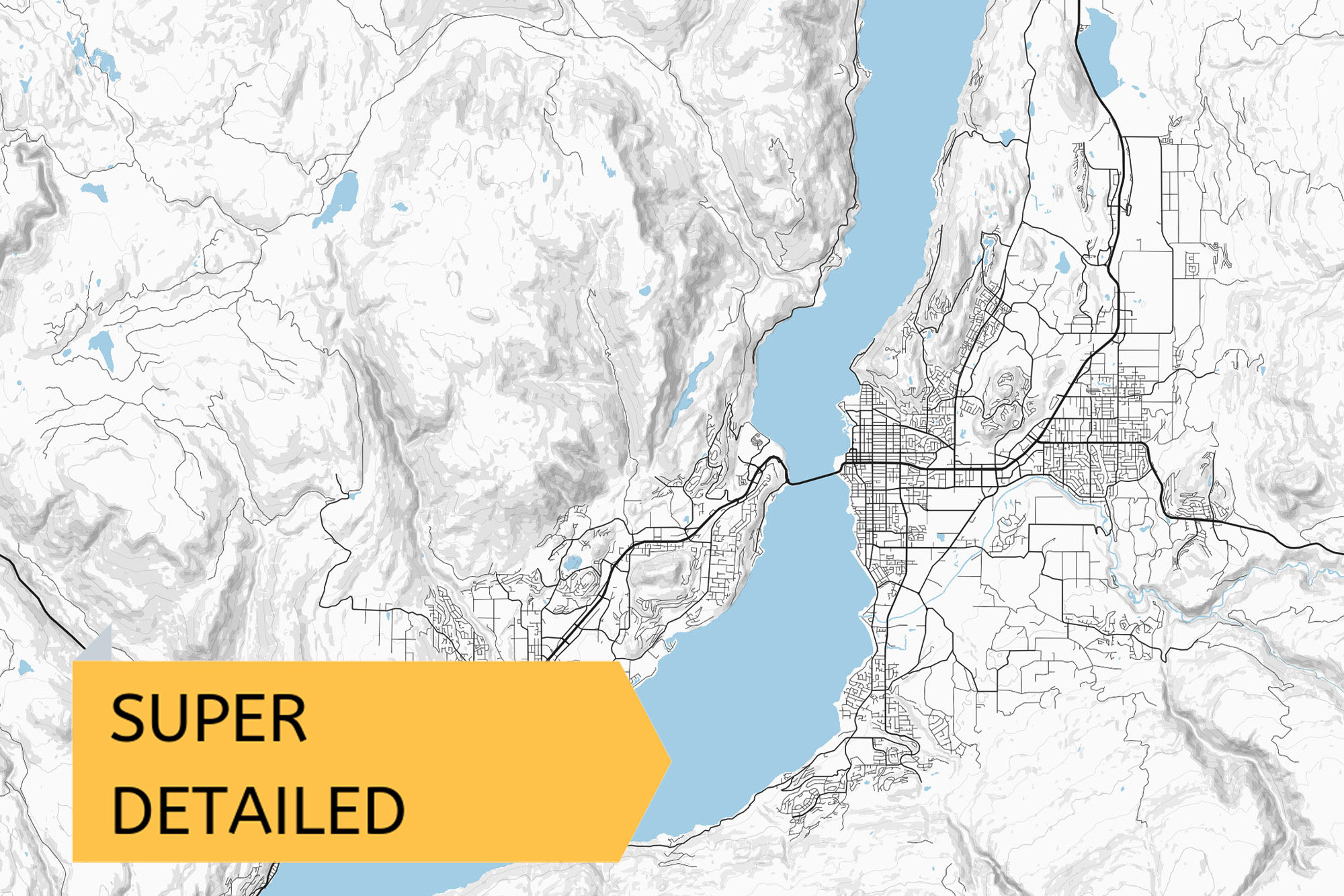 Printable Map of Lake Okanagan Lake British Columbia Canada - Etsy