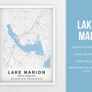 Printable Map of Lake Marion South Carolina United States - Etsy