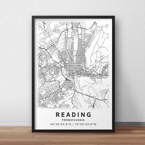 Printable Map of Reading, Pennsylvania, USA With Street Names - Instant ...