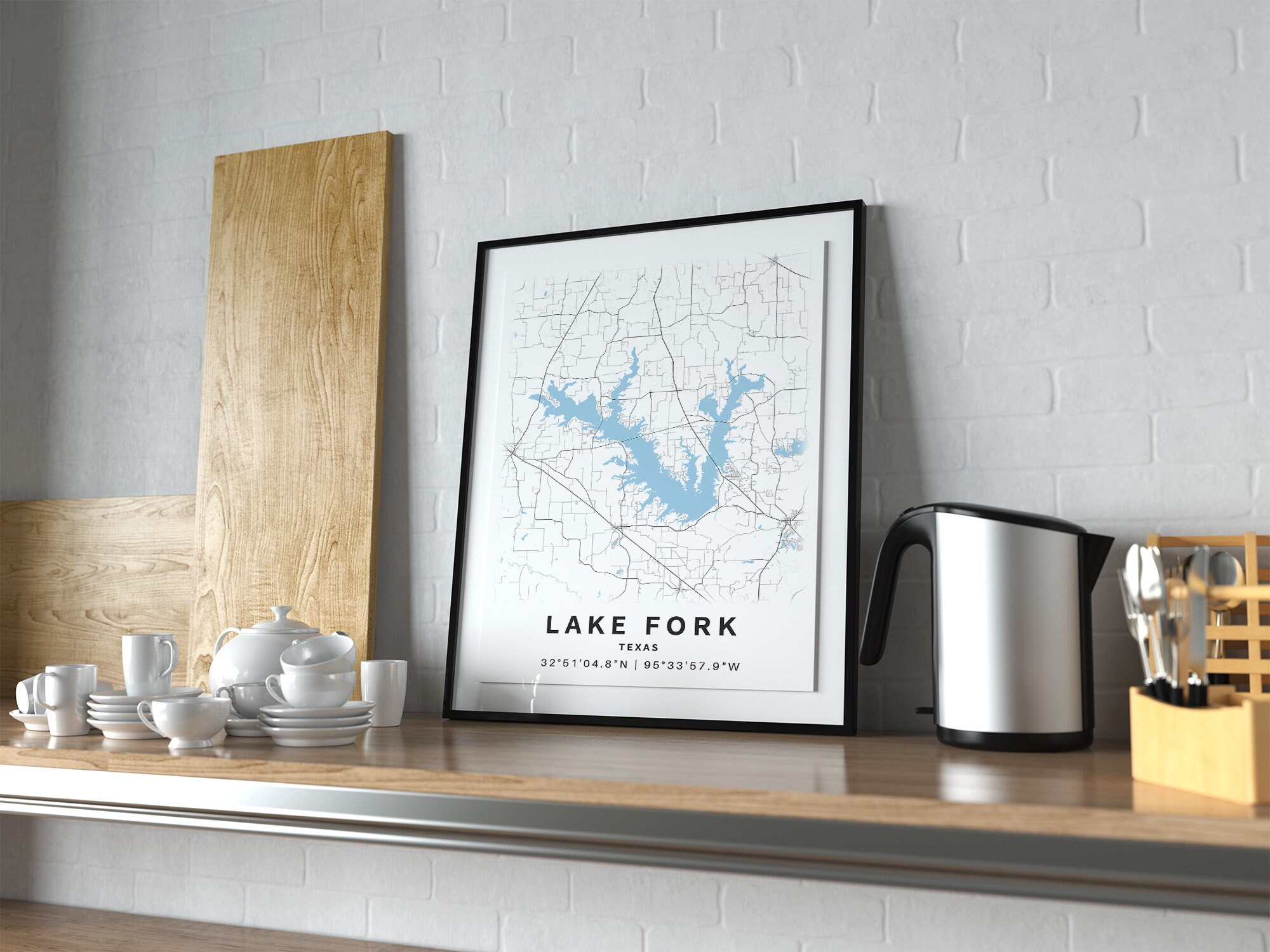 Lake Fork Map Poster, Printable Texas Lake House Wall Art (digital ...