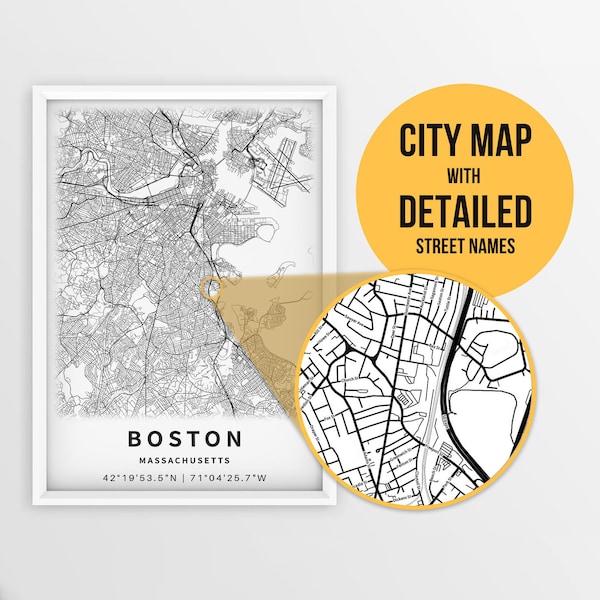 Boston Map Poster - Etsy