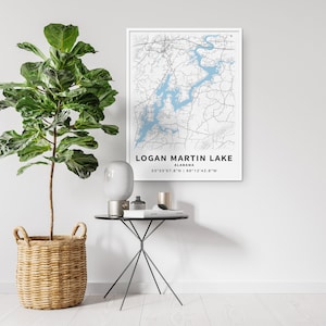 Printable Map of Logan Martin Lake, Alabama, US - Instant Download ...