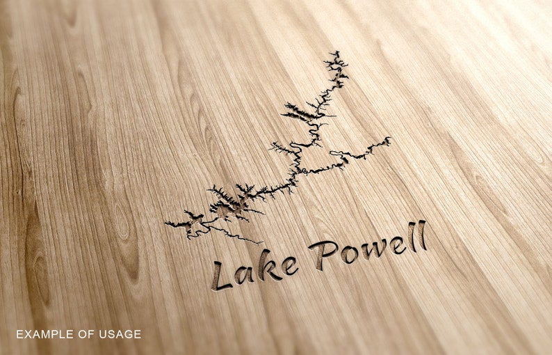 Lake Powell California Arizona Map Vector File Instant | Etsy