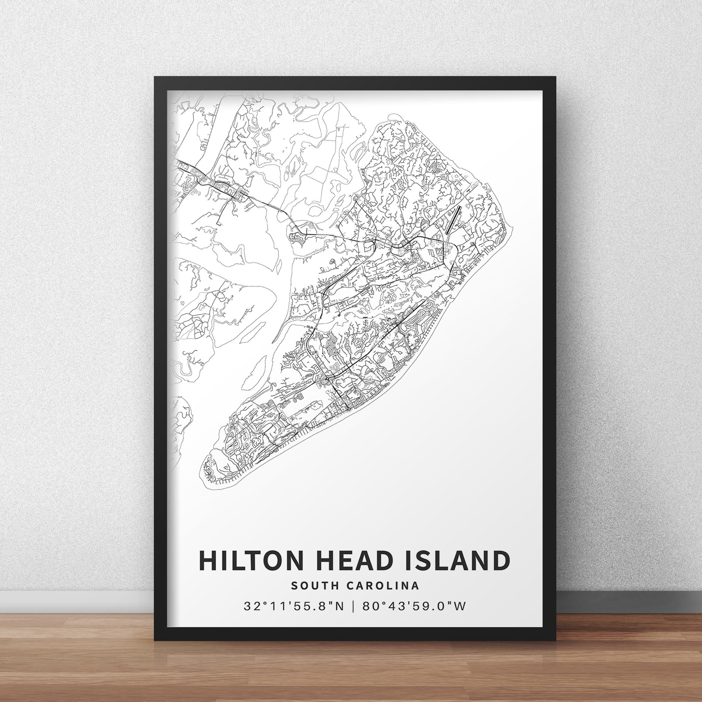Printable Map of Hilton Head Island, South Carolina, USA With Street ...