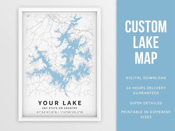 Custom Lake Map Print Lake House Art Digital Download - Etsy