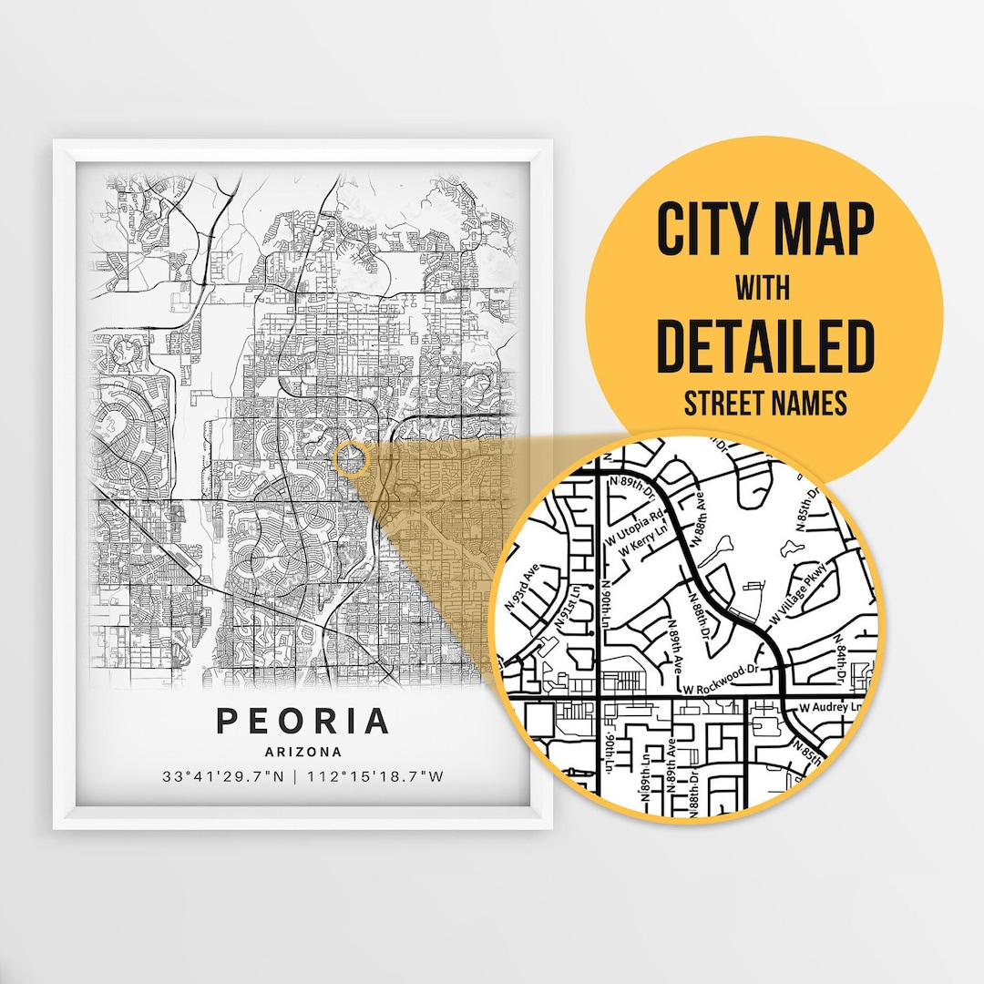 Printable Map of Peoria, Arizona, USA With Street Names - Instant ...
