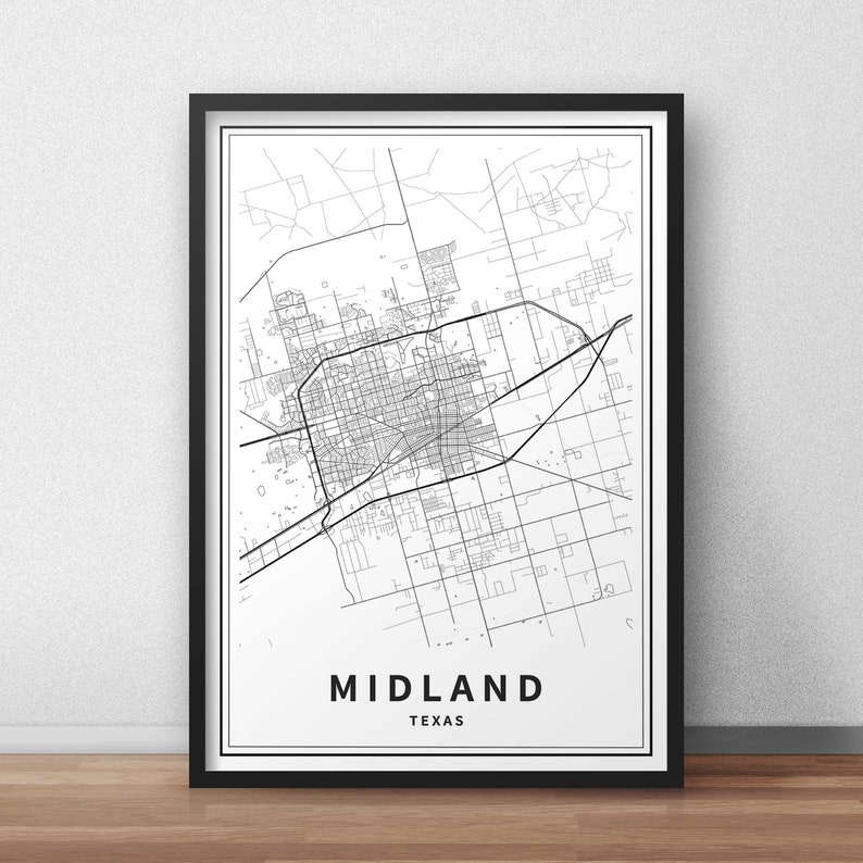 Printable Map of Midland Texas USA City Map Instant - Etsy