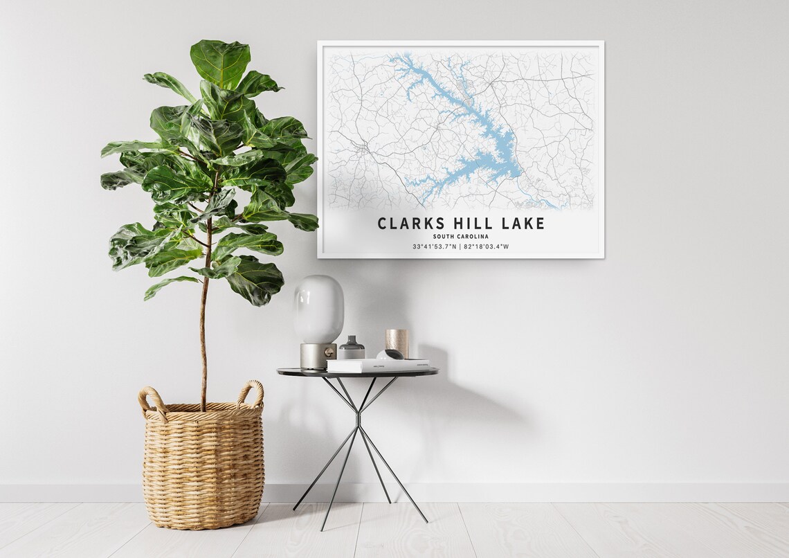 Printable Map of Clarks Hill Lake Georgia and South Carolina | Etsy