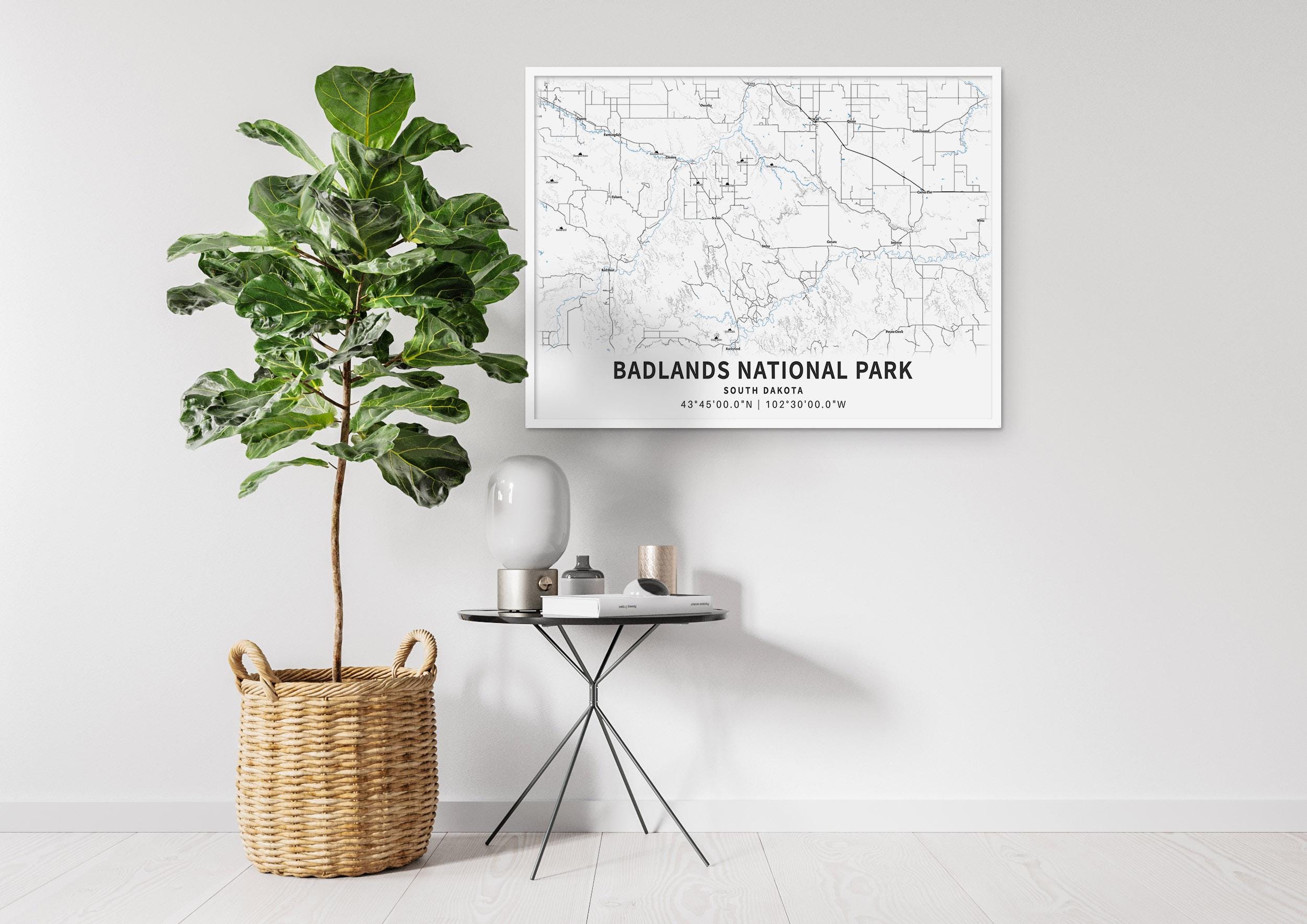 Badlands National Park Printable Map, South Dakota Topography Poster ...