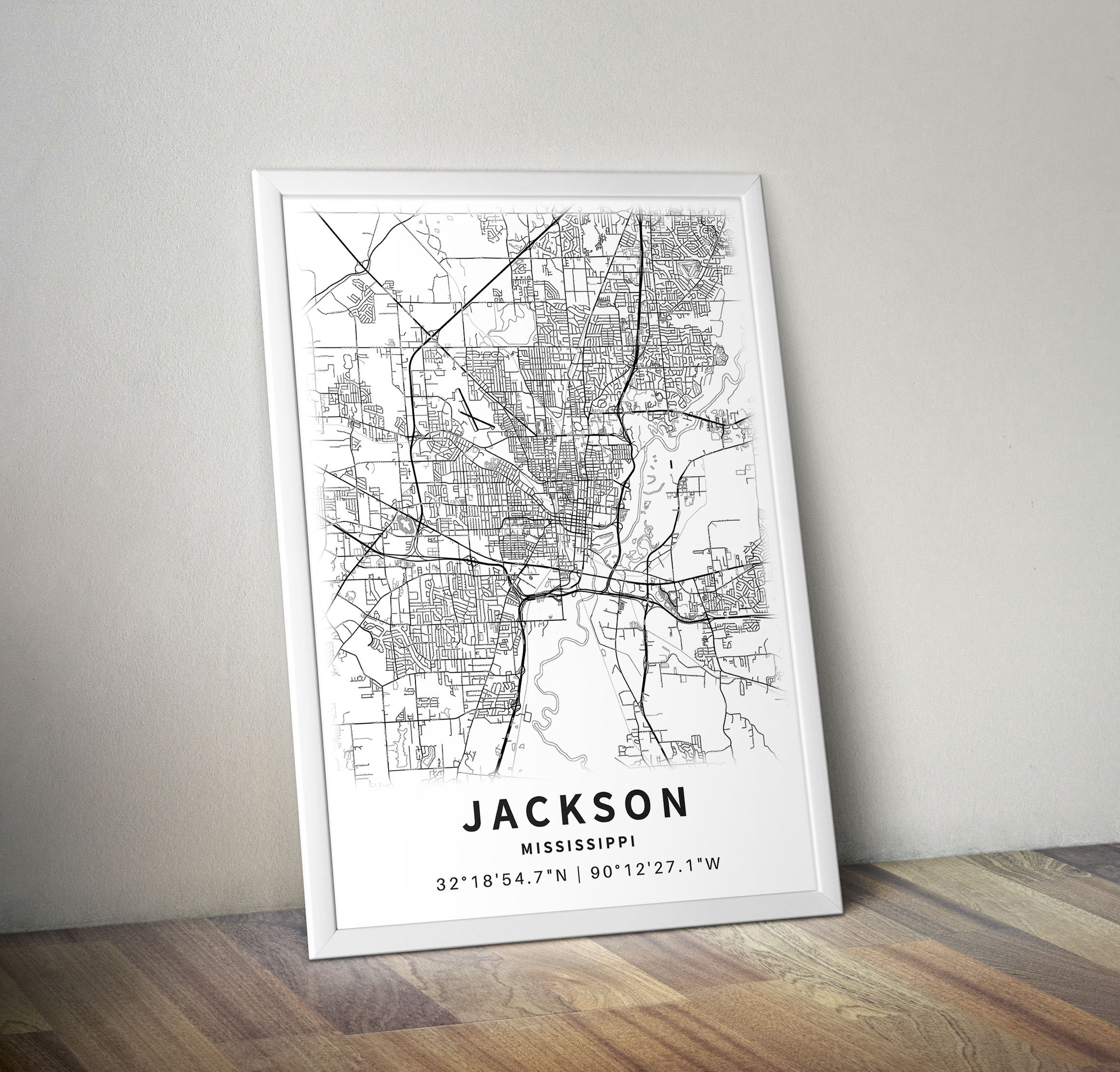 Printable Map Jackson Mississippi USA With Street Names | Etsy
