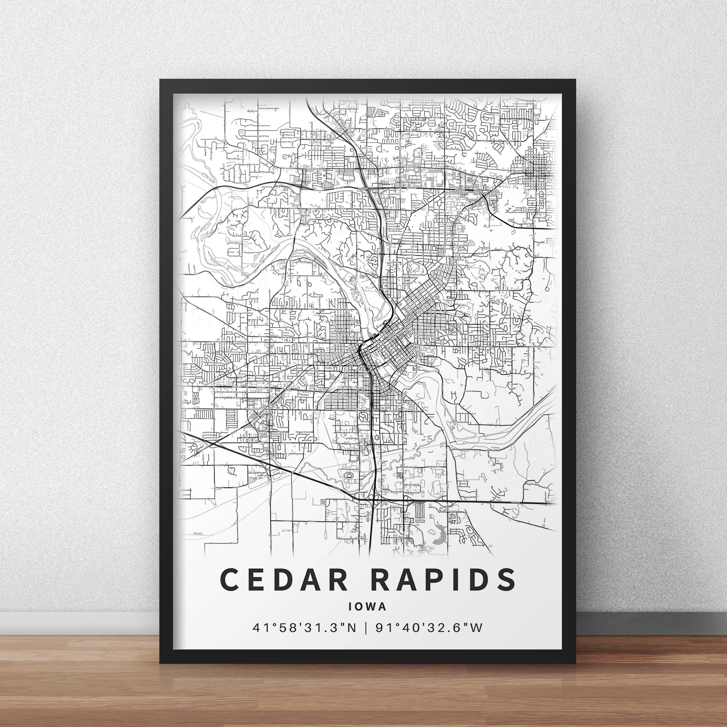 Printable Map of Cedar Rapids, Iowa, USA With Street Names - Instant ...