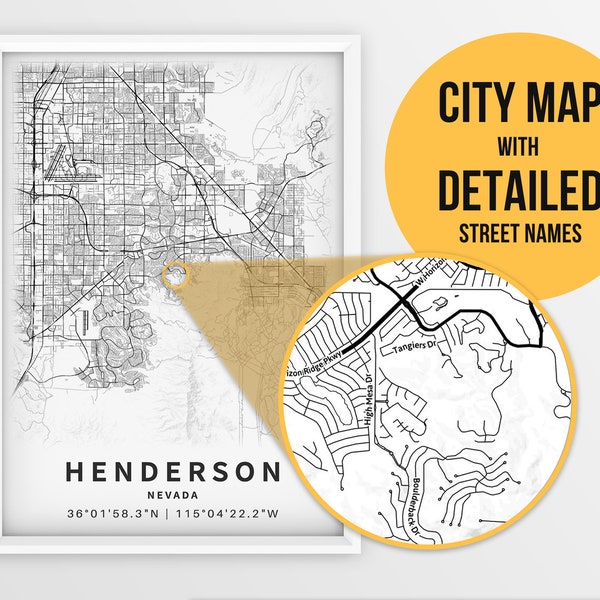 Street Map of Henderson - Etsy