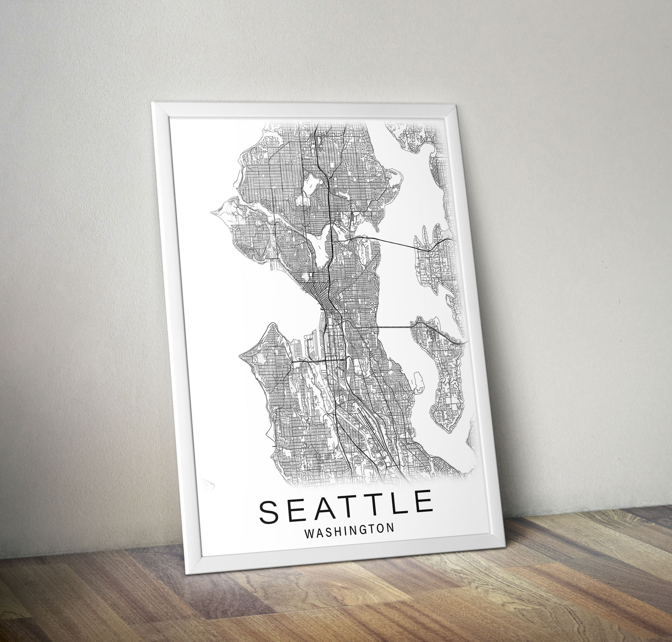 Printable Map of Seattle Washington United States Instant | Etsy