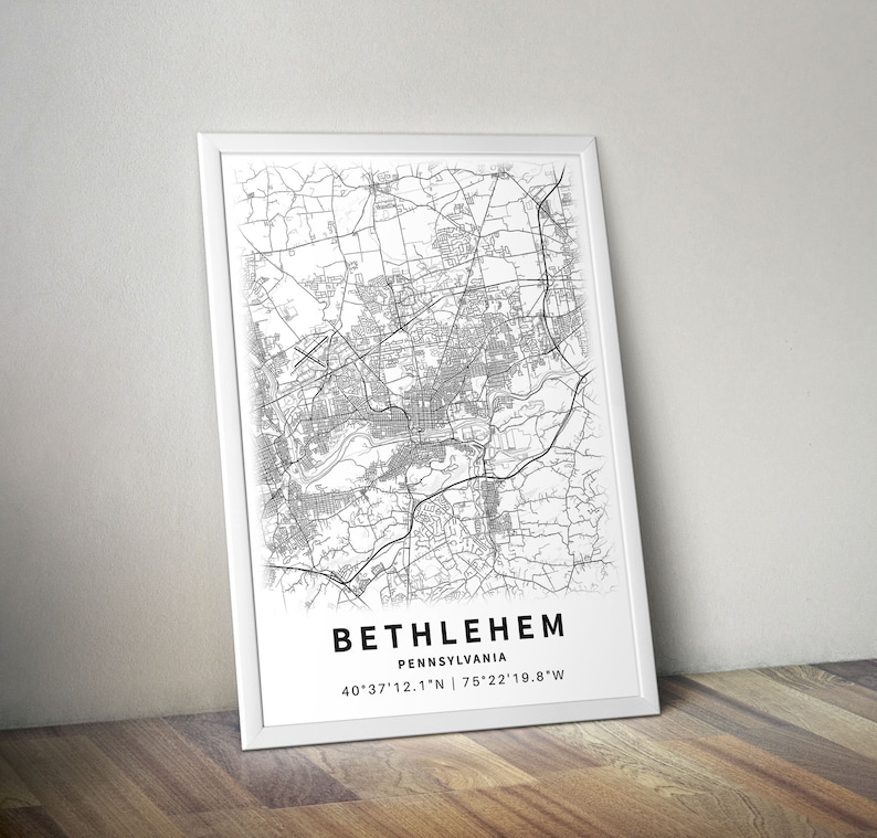 Printable Map of Bethlehem, Pennsylvania, USA With Street Names ...
