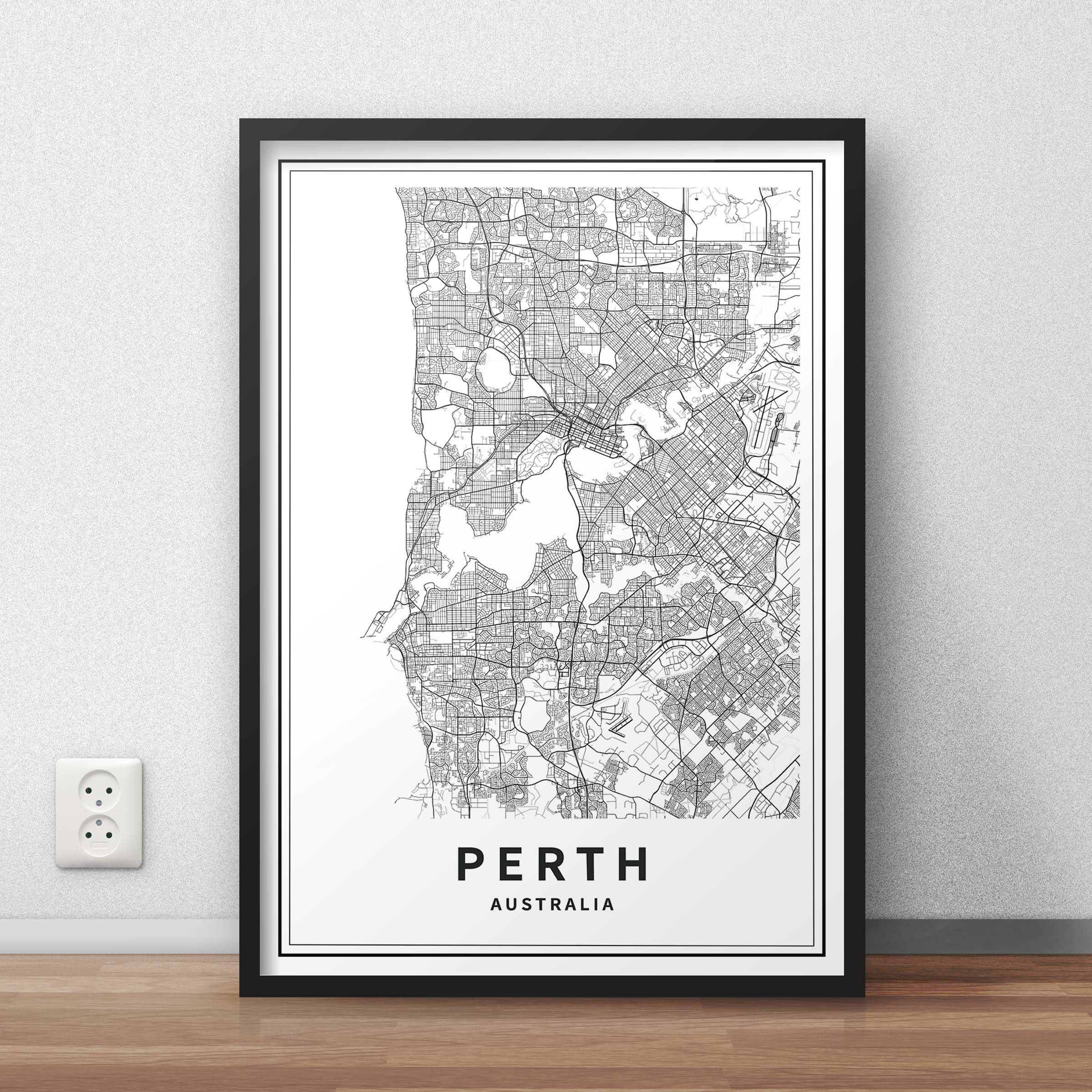 Printable Map of Perth Australia Instant Download City - Etsy