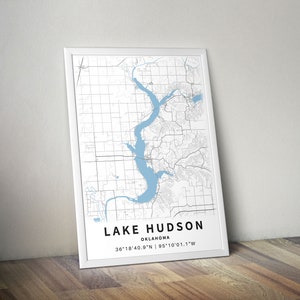 Printable Map of Lake Hudson, Oklahoma, US - Instant Download \ Lake ...
