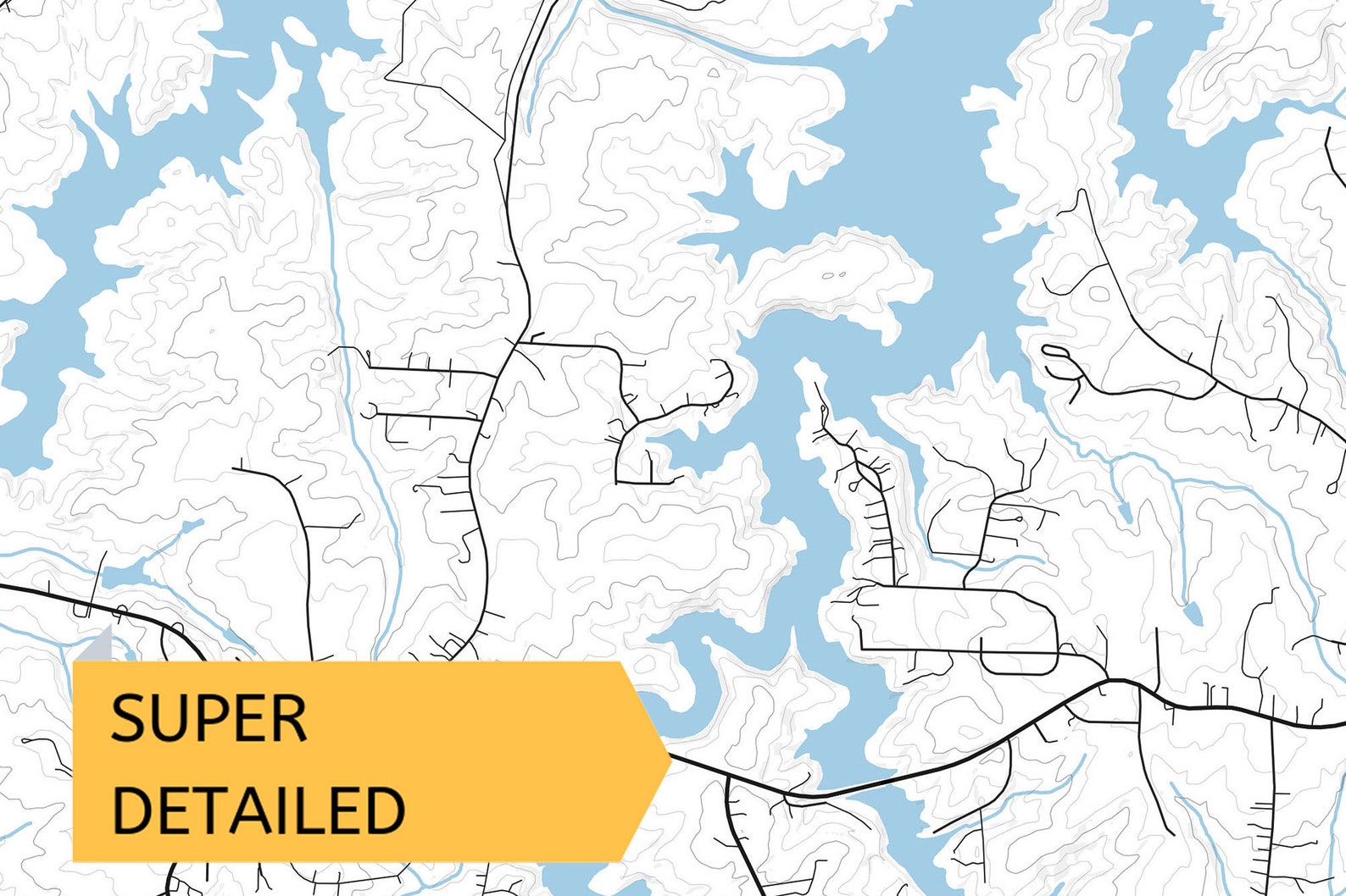 Printable Map of Belews Lake North Carolina United States - Etsy Hong Kong