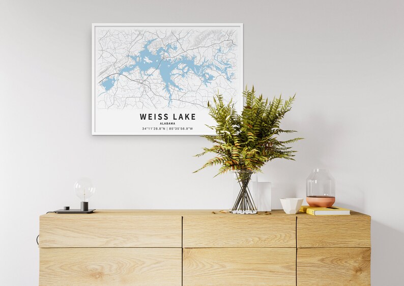 Printable Map of Weiss Lake Alabama United States Instant - Etsy