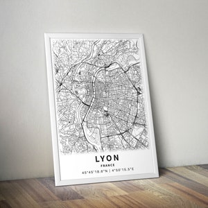 Printable Map of Lyon, France With Street Names - Instant Download ...