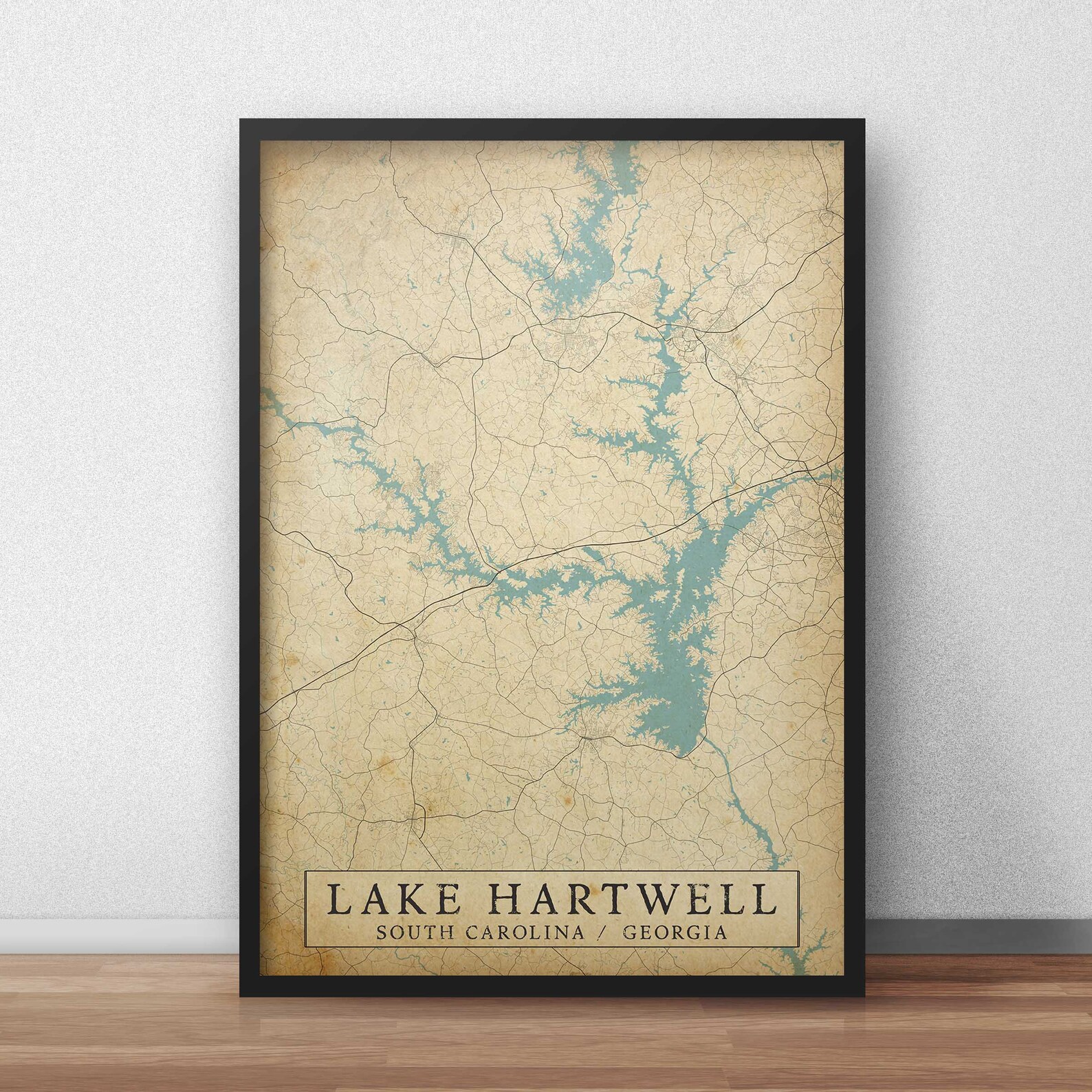 Vintage Style Map of Lake Hartwell Georgia and South Carolina | Etsy