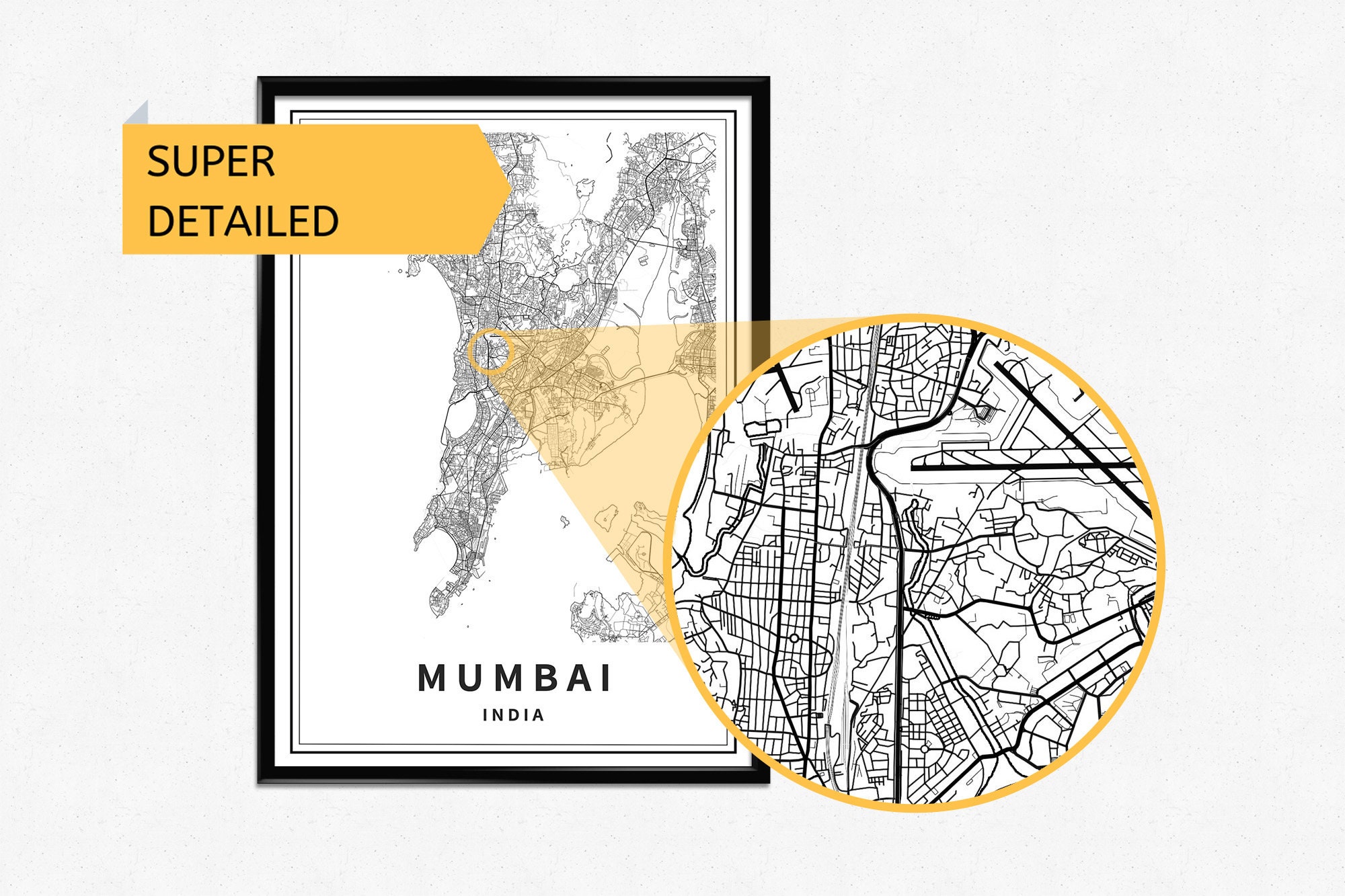 Mapa imprimible de Mumbai India Descarga instantánea Mapa | Etsy