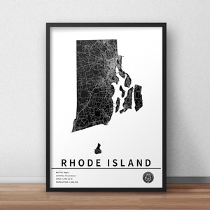Printable Map of Rhode Island, United States - Instant Download \ State ...