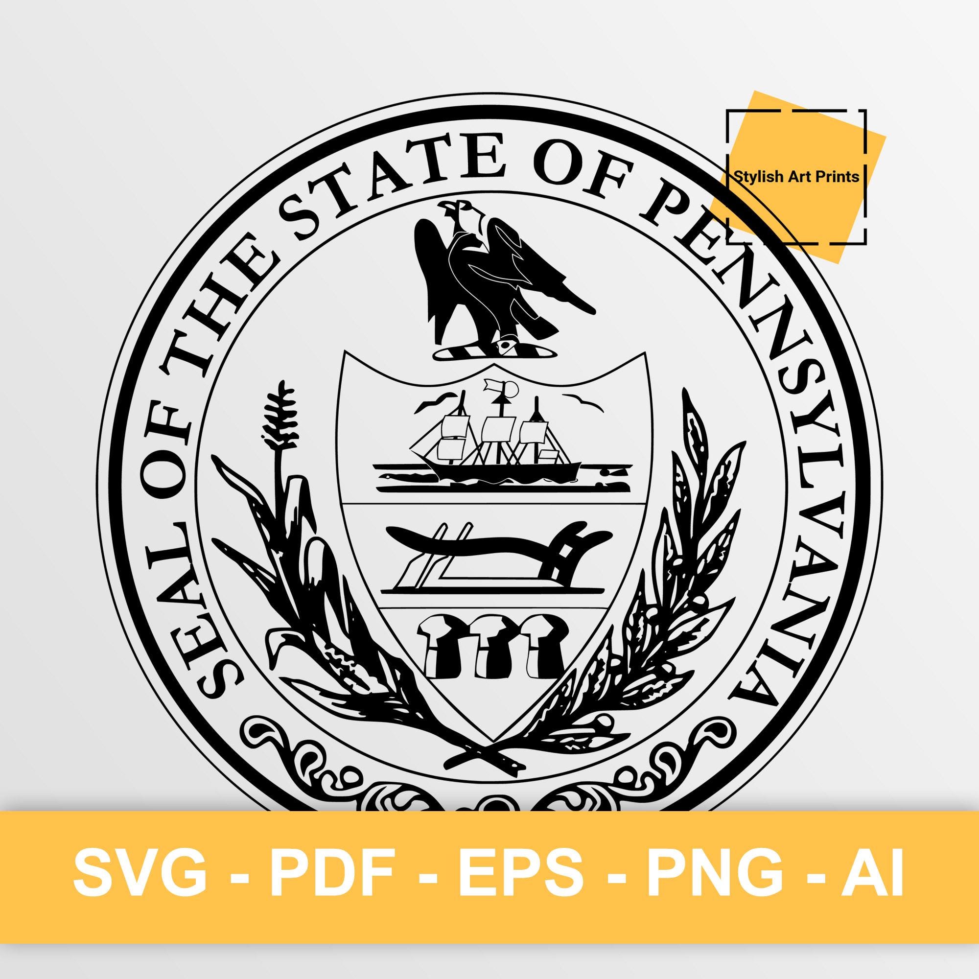 Pennsylvania Coat of Arms Vector Clipart (SVG, PNG, PDF), Pennsylvania ...