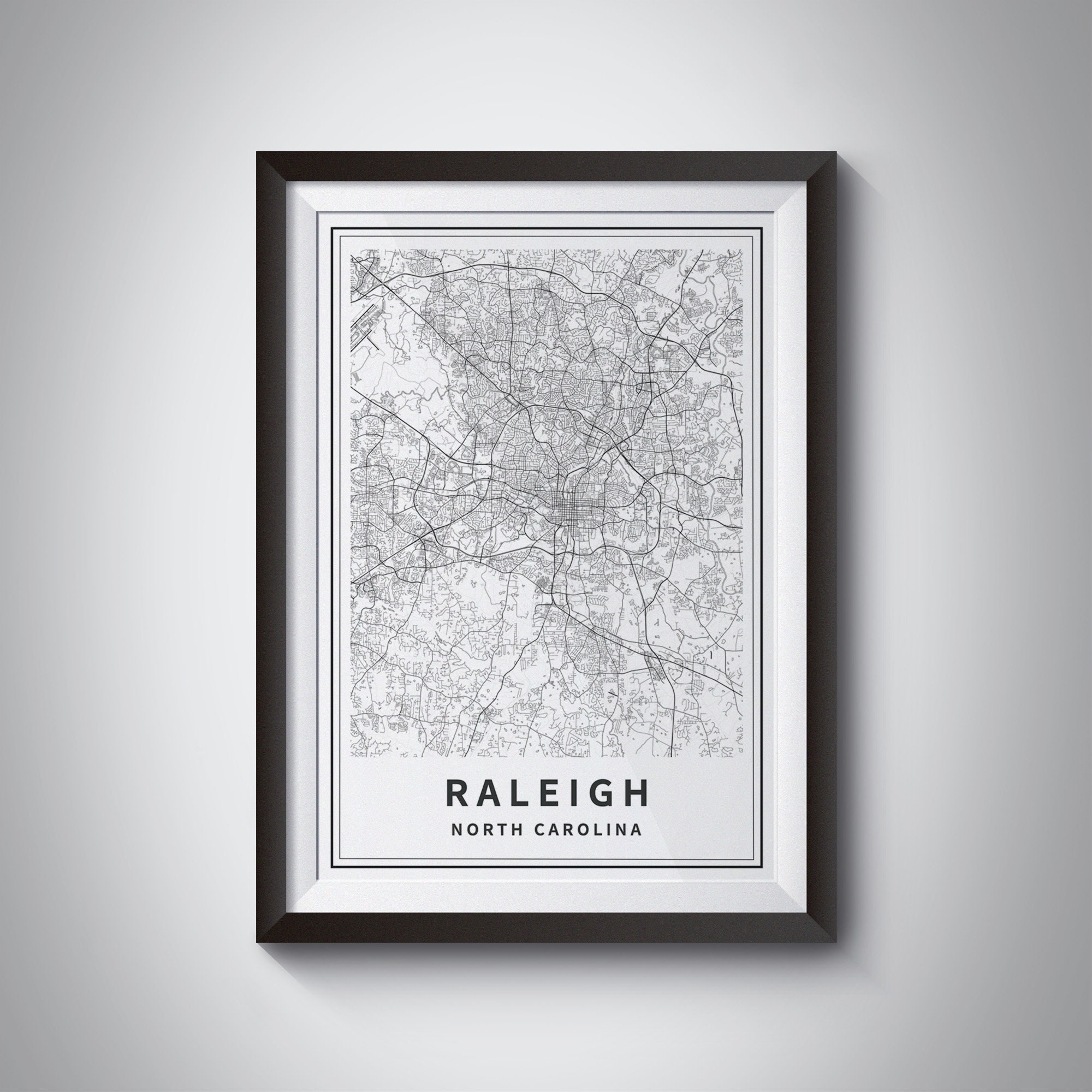 Printable Map of Raleigh North Carolina United States | Etsy