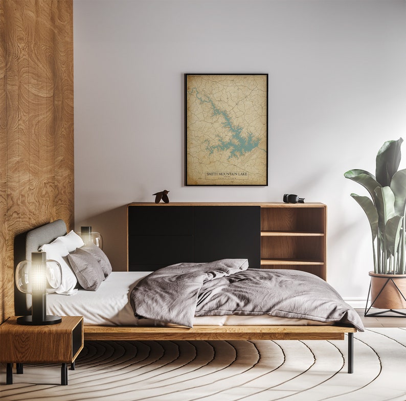 Smith Mountain Lake Vintage Style Map, Printable Virginia Lake House ...