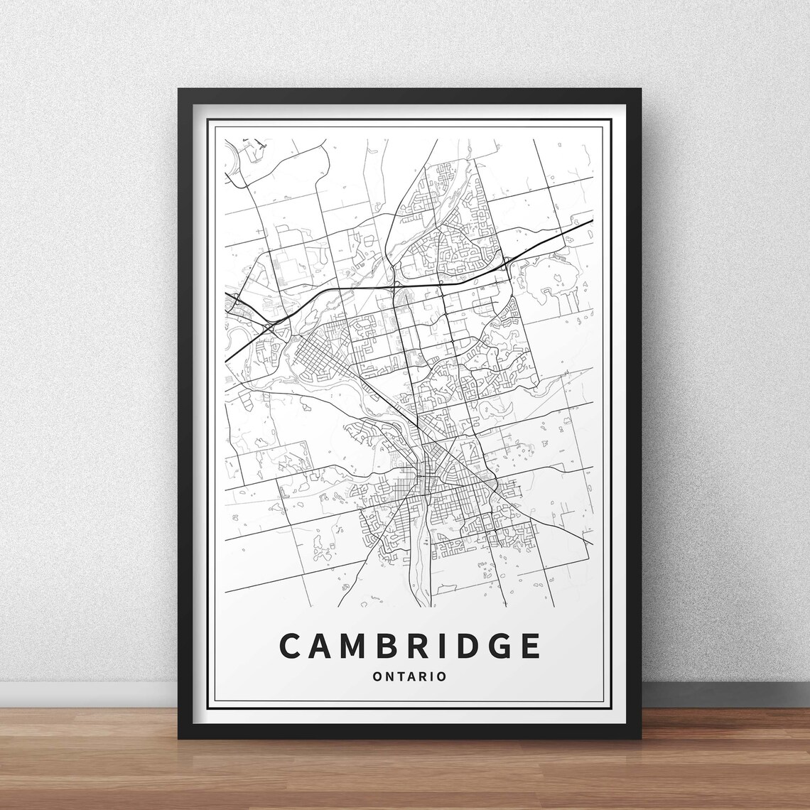 Cambridge ON Canada map print Cambridge Ontario city map | Etsy