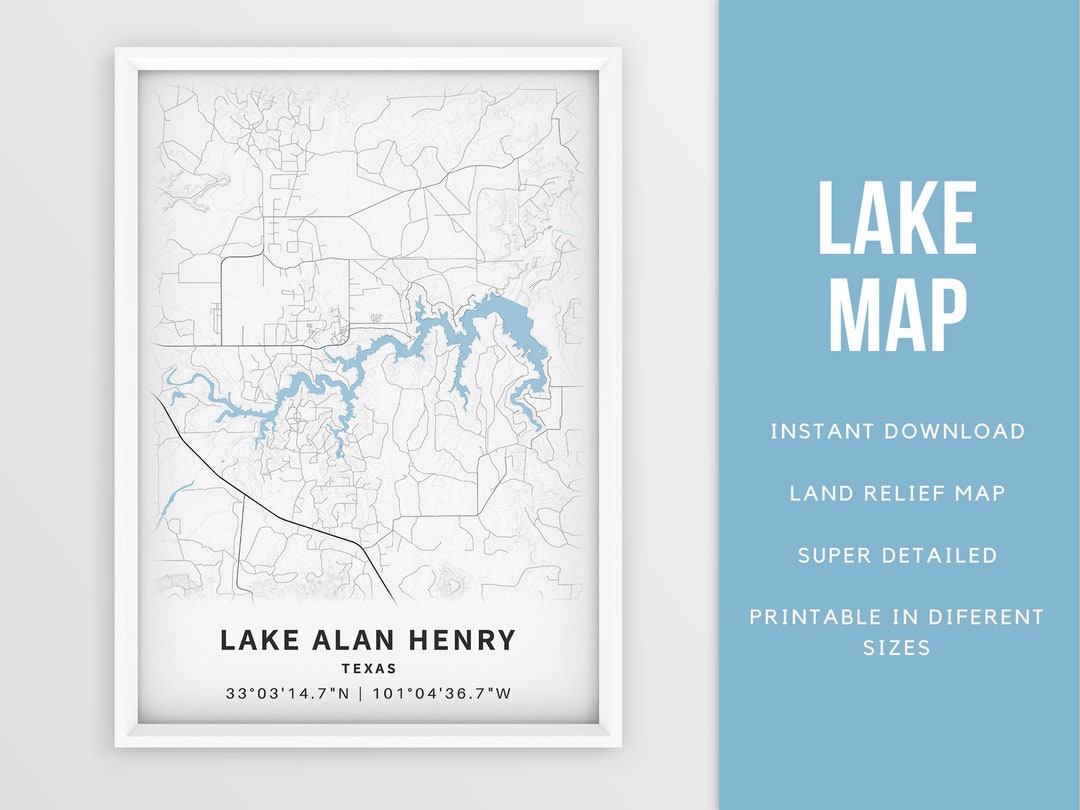 Printable Map of Lake Alan Henry Texas United States - Etsy