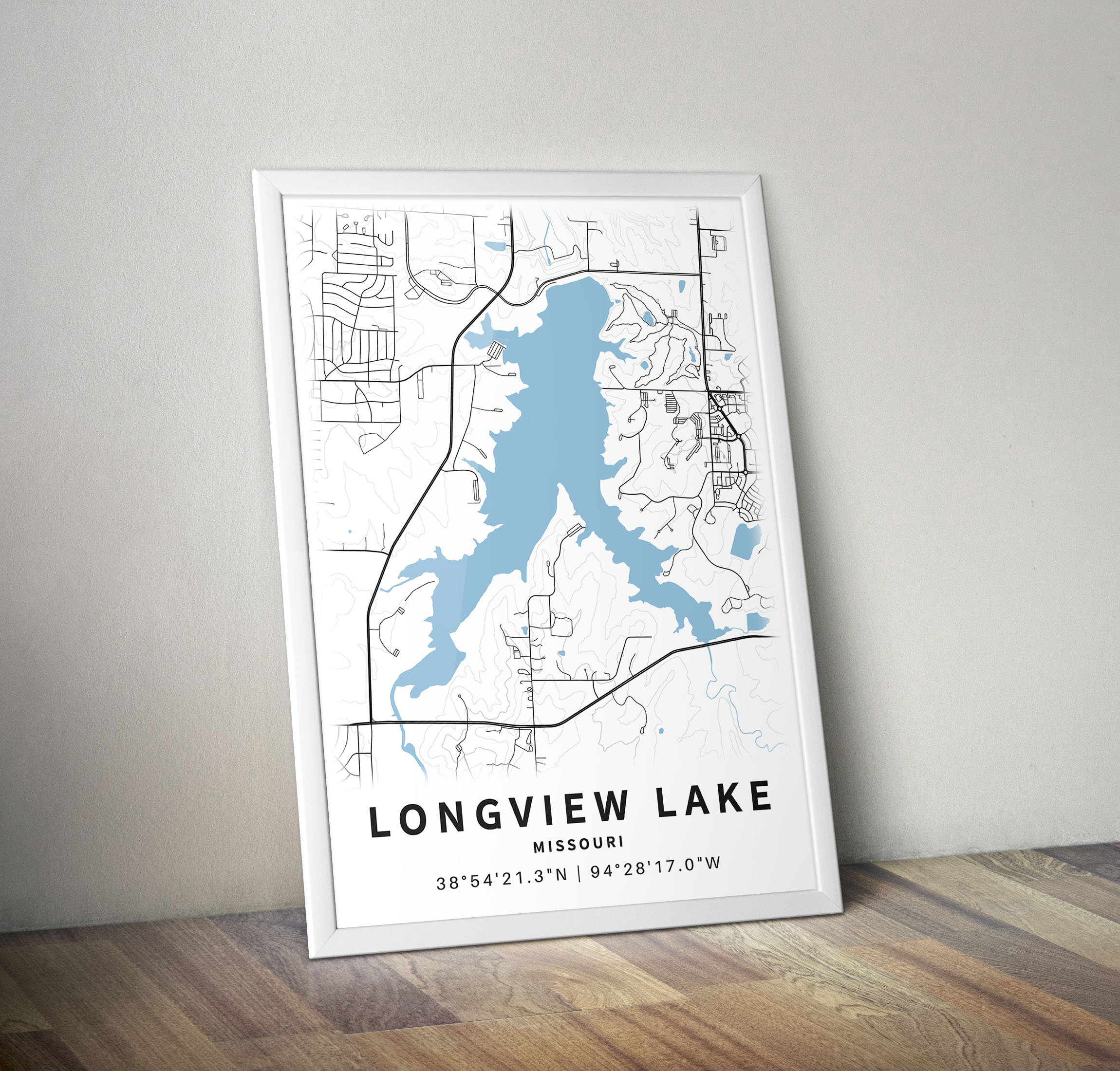 Printable Map of Longview Lake Missouri United States - Etsy
