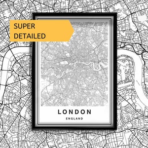 Printable Map of London, England, United Kingdom Instant Download City ...