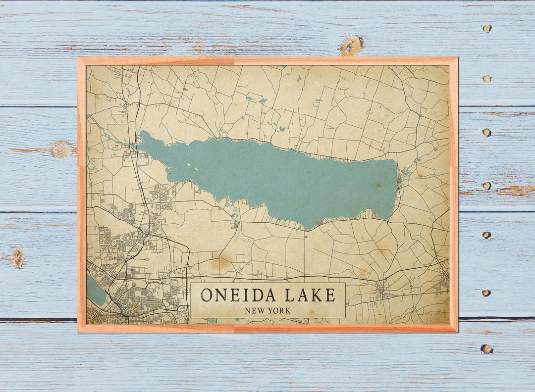 Vintage Style Map of Oneida Lake New York USA Instant - Etsy