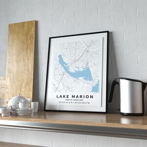 Printable Map of Lake Marion, South Carolina, US - Instant Download ...