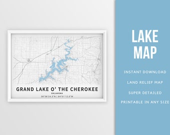 Grand Lake O' the Cherokees Map SVG Oklahoma Map Vector | Etsy