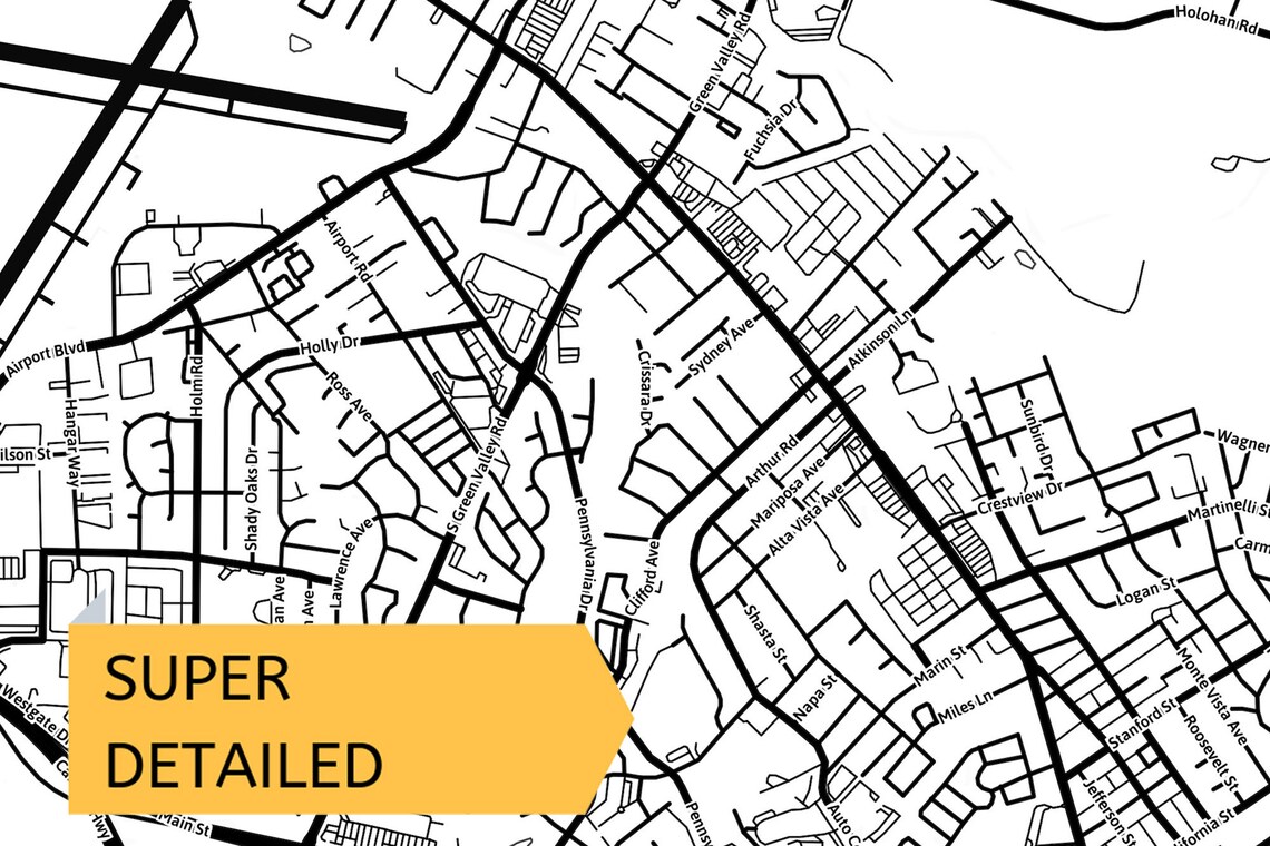 Printable Map of Watsonville California CA United States - Etsy