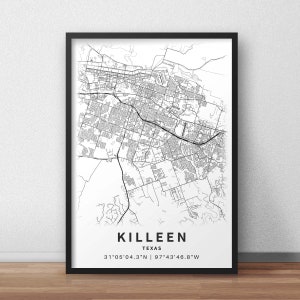 Printable Map of Killeen, Texas, USA With Street Names - Instant ...