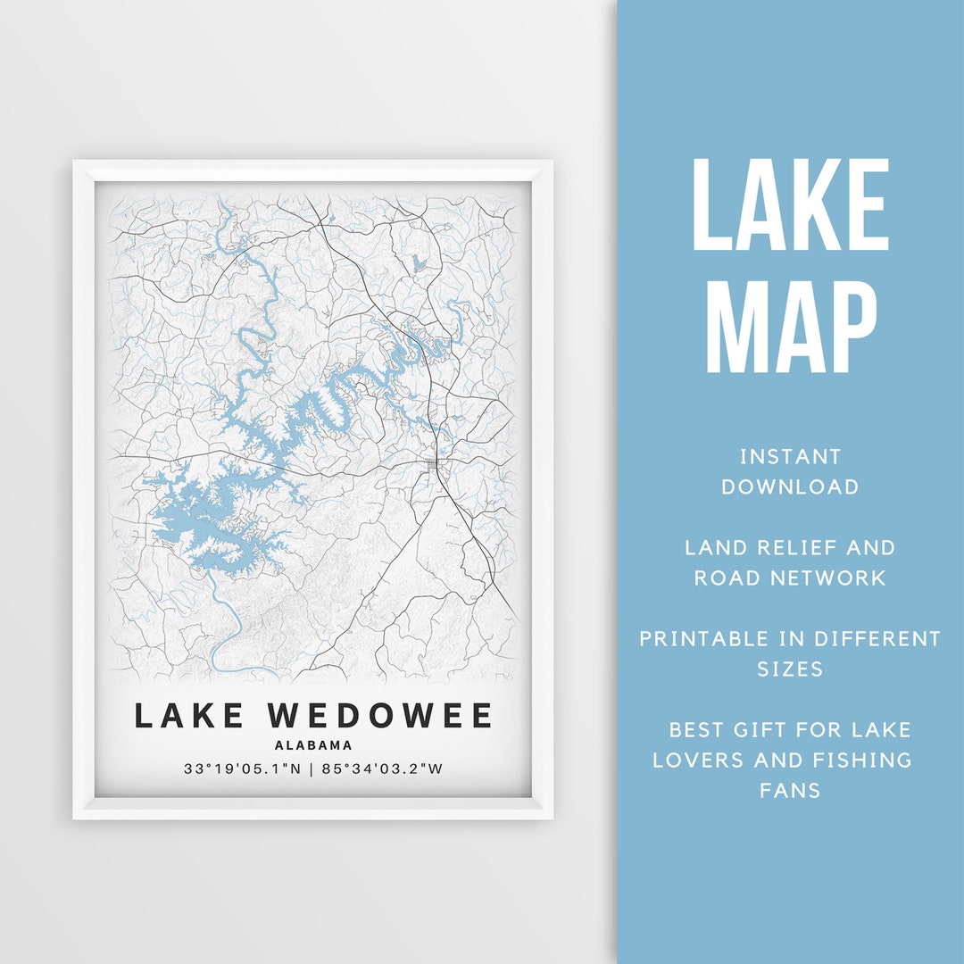 Printable Map of Lake Wedowee Alabama (R. L. Harris Reservoir ...