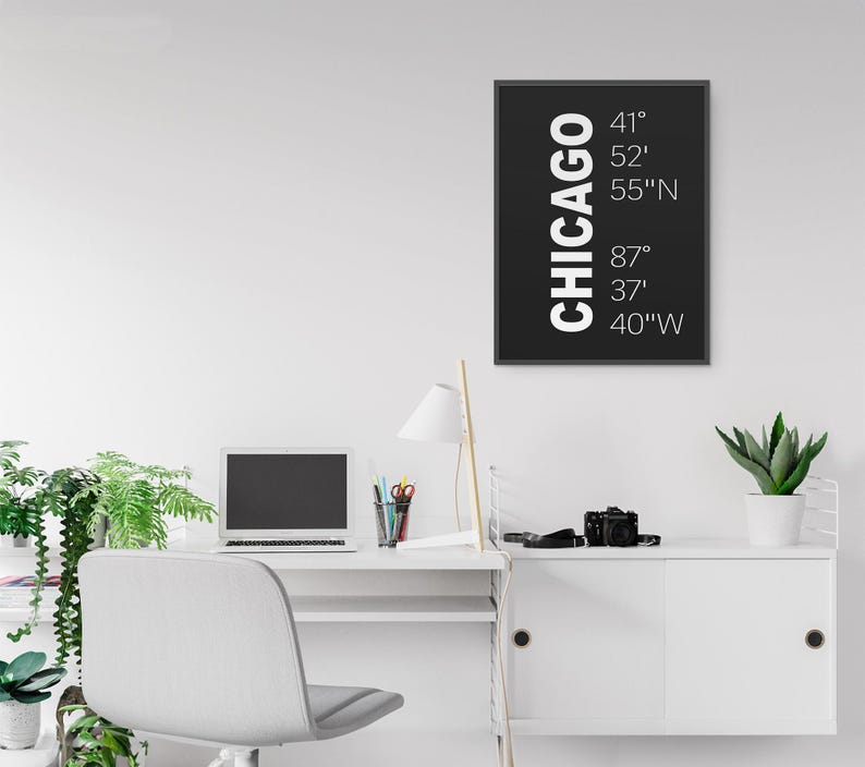 Chicago Coordinates Poster, Printable GPS Wall Art – Chicago Print ...