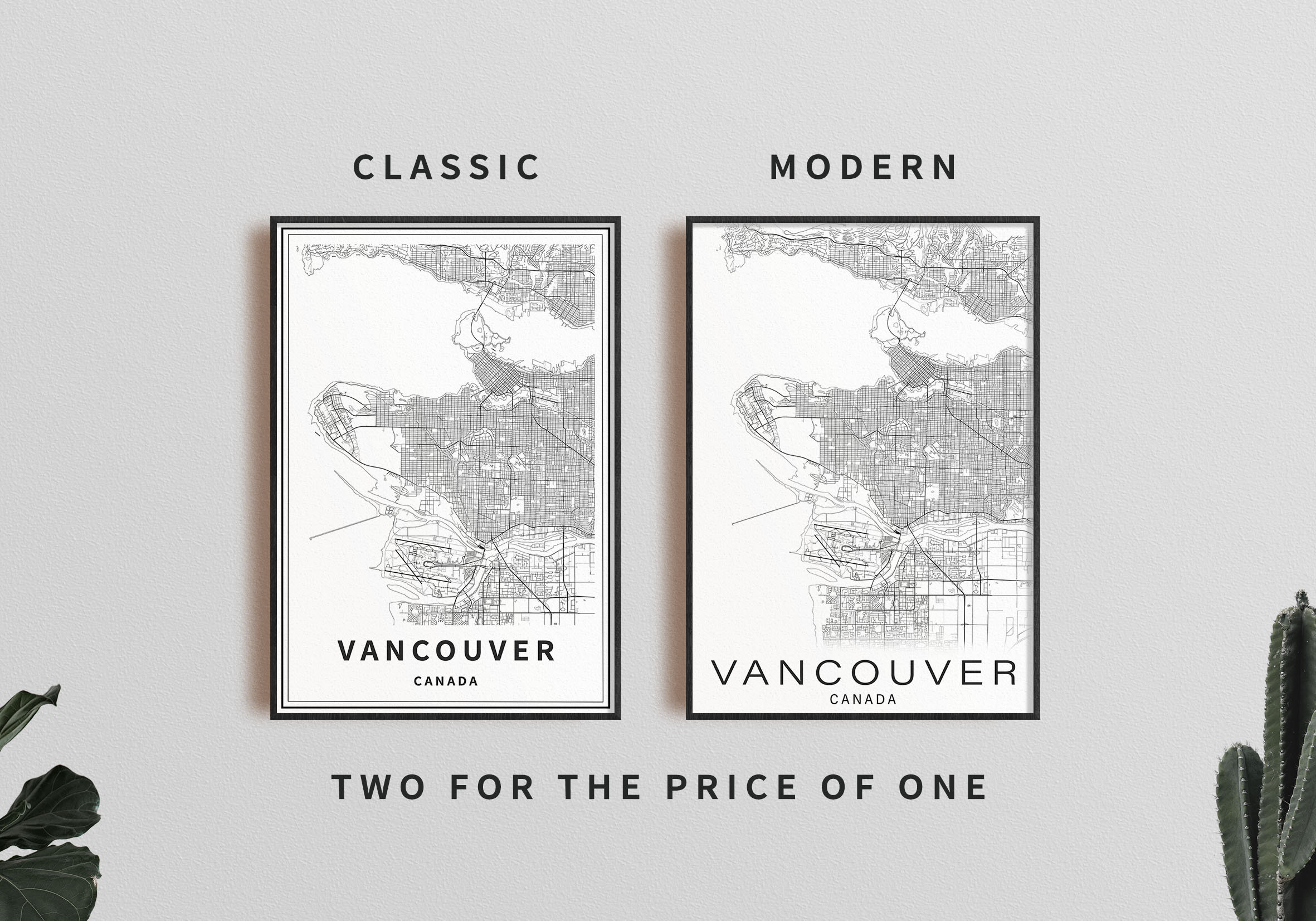Printable Map of Vancouver Canada Instant Download City | Etsy