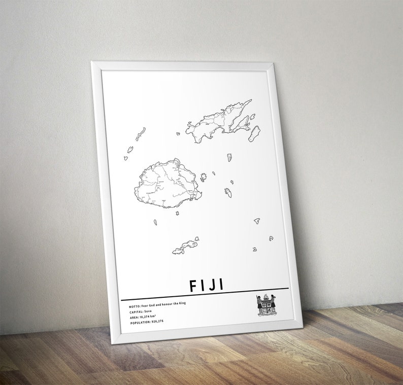 Printable Map of Fiji With City Names and Roads - Instant Download ...