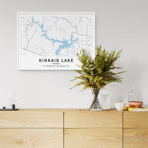 Printable Map of Kinkaid Lake, Indiana, US - Instant Download \ Lake ...