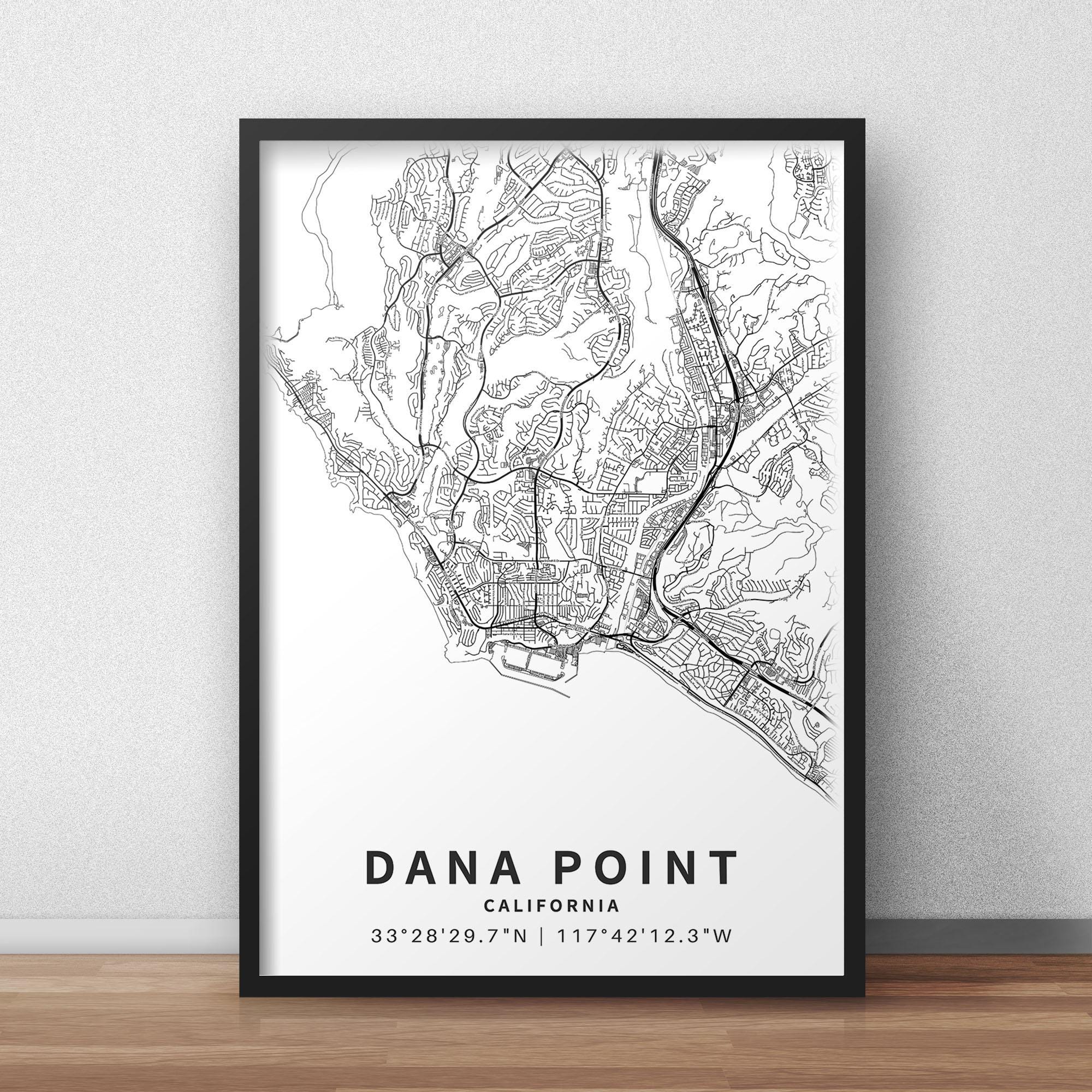 Dana Point Map With Street Names, Printable California City Poster ...