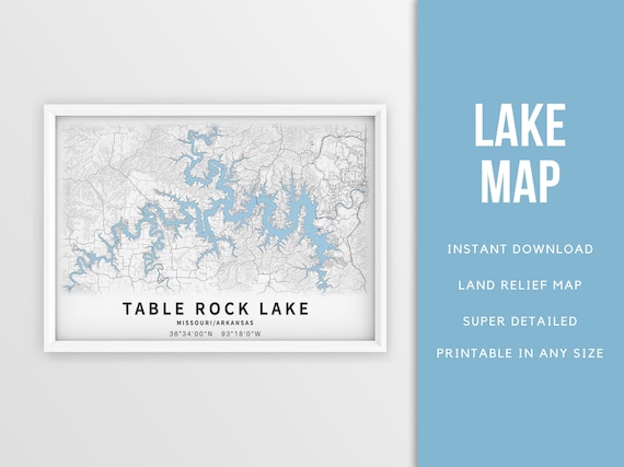Printable Map of Table Rock Lake Missouri United States | Etsy