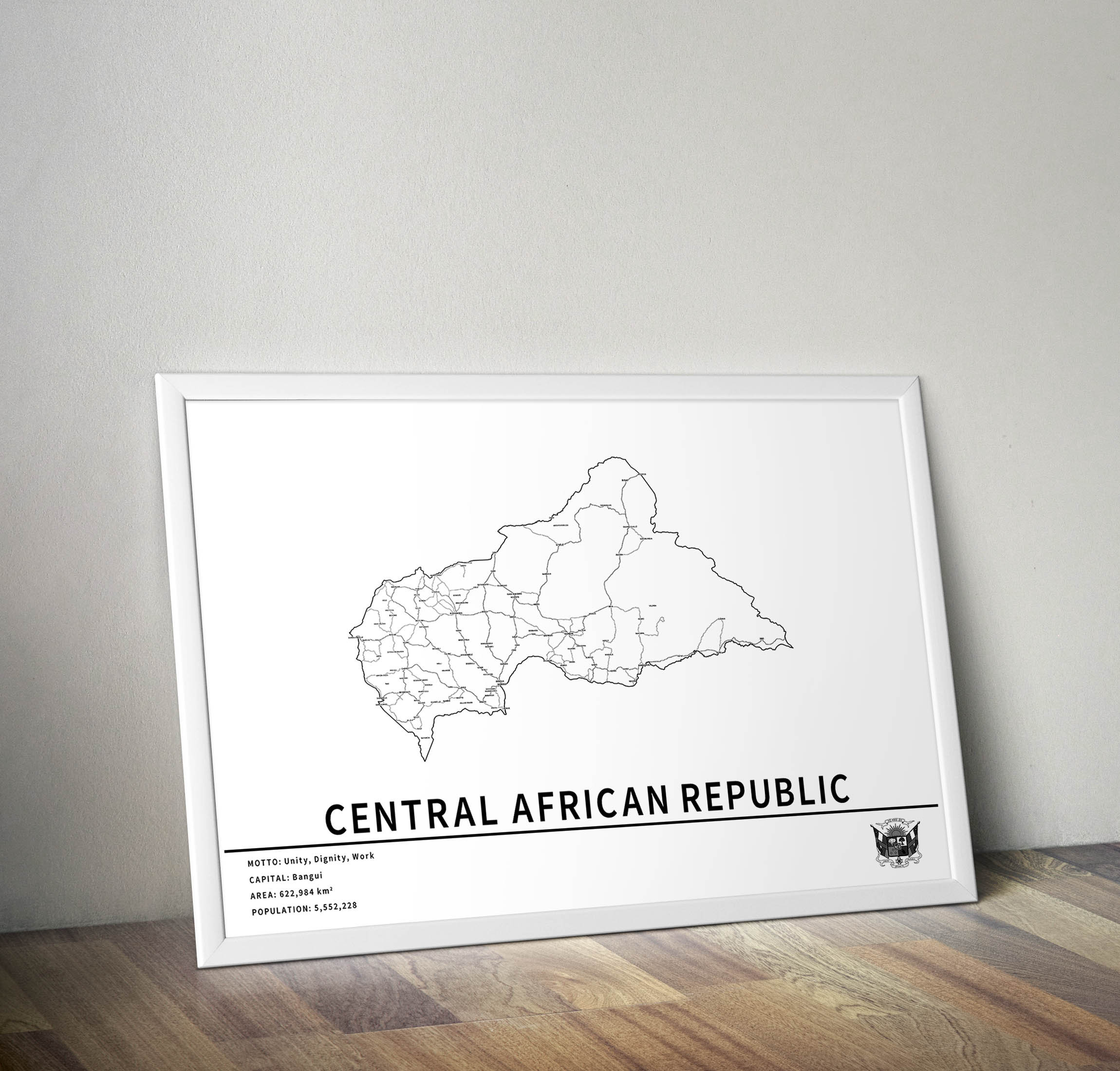 Printable Map of Central African Republic With City Names and Roads ...